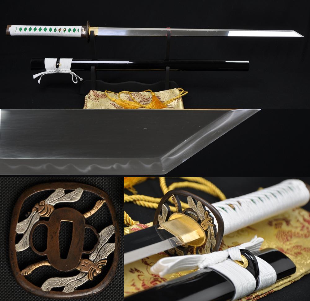 Kiriha-zukuri Blade Katana Japanese Samurai Sword Clay Tempered Edge ...